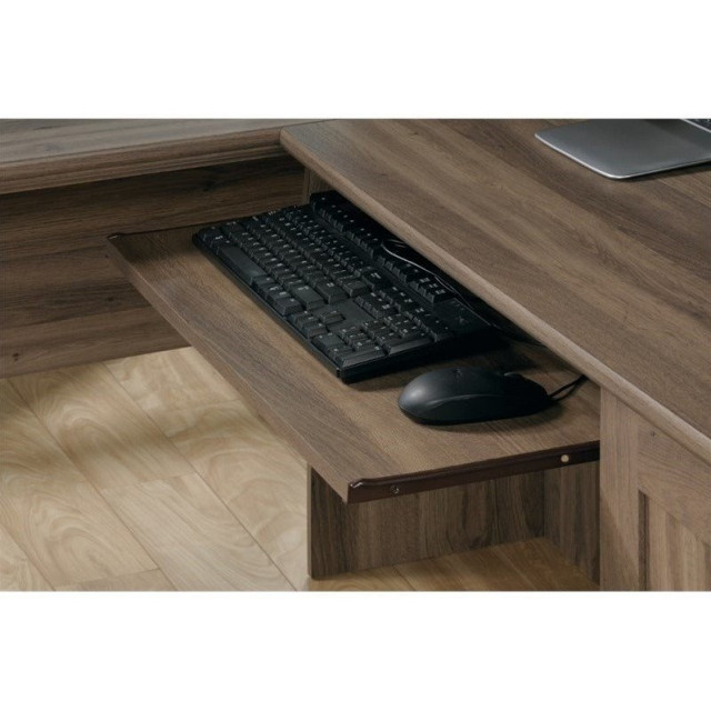Sauder Harbor View Engineered Wood L-Shaped Computer Desk in Salt Oak ...