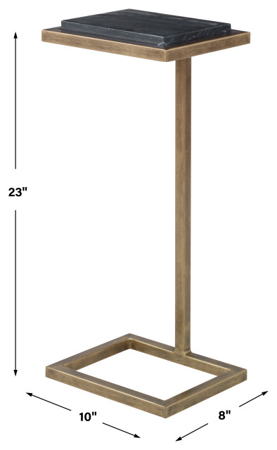 Transitional 10" x 23" Metal Black Martini Table, 10-in W x 8-in D x 23 ...