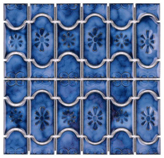 Montego Porcelain Mosaic Floor and Wall Tile, Sapphire, Sample ...