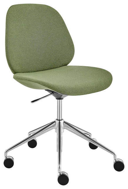 Lyle Office Chair Without Armrests, Green Fabric With Polished Aluminum ...