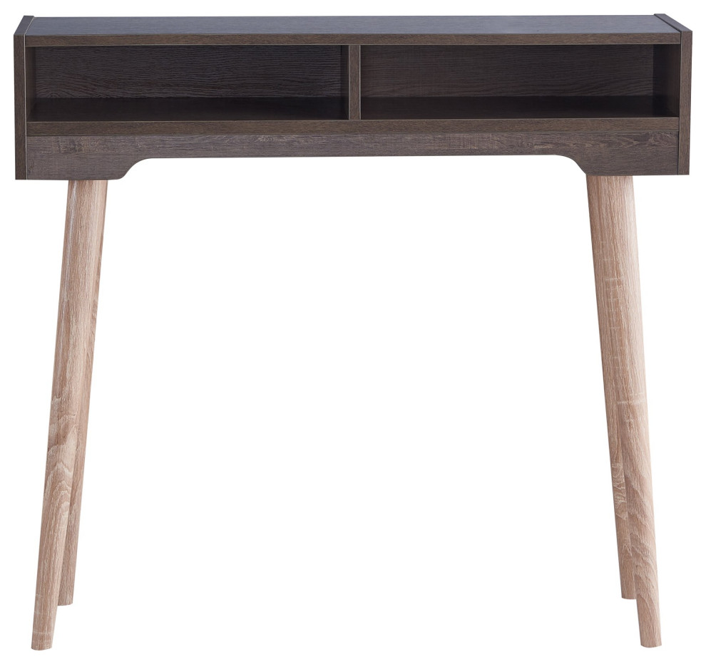 Retro Modern Console Table, Angled Legs & Top With 2 Open Compartments ...