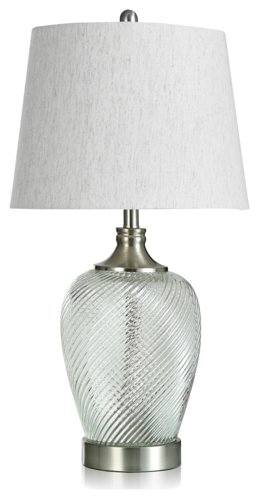 Elyse Clear Glass Table Lamp Ribbed Swirl Clear Glass Body ...