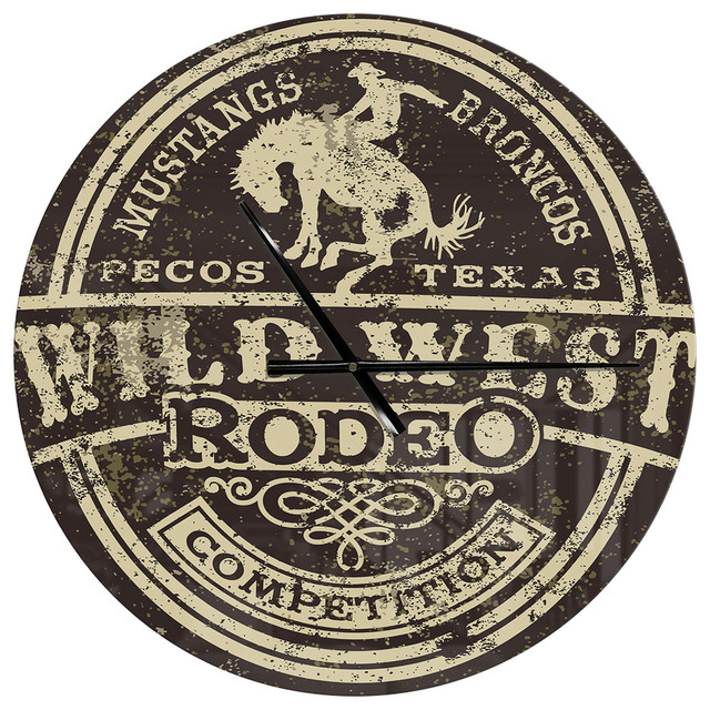 Wild West Rodeo Oversized Farmhouse Metal Clock, 23x23 - Southwestern ...