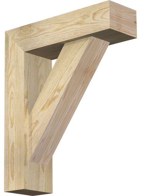 Traditional Block Rough Sawn Bracket w/ Offset Brace, 20"D x 24"H ...
