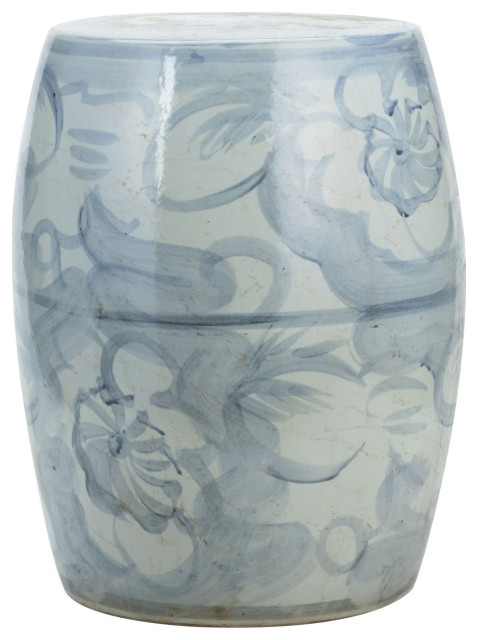 Blue & White Garden Stool Twist Flower - Asian - Accent And Garden ...