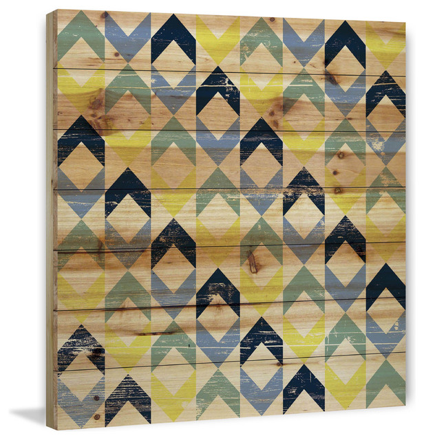 "Floating Squares" Painting Print on Natural Pine Wood, 24x24 ...