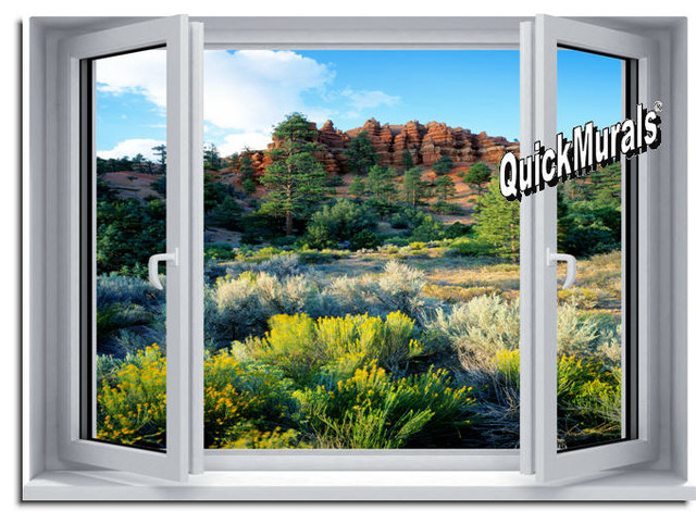 Desert Window One Piece Peel & Stick CANVAS Wall Mural - Southwestern ...