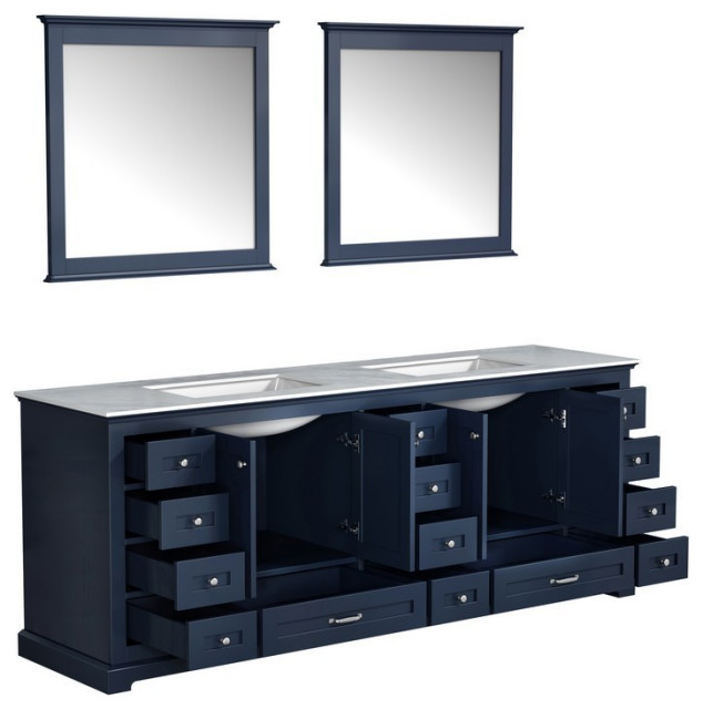 Dukes 84" Navy Blue Double Vanity - Transitional - Bathroom Vanities ...