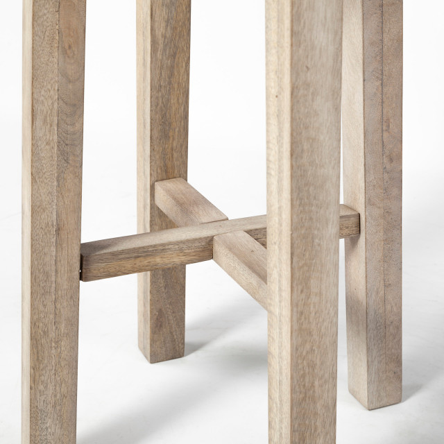 Brahma White Washed Solid Wood Bar Stool - Farmhouse - Bar Stools And ...