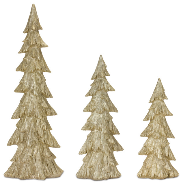 Rustic Gold Pine Tree, 3-Piece Set - Rustic - Christmas Trees - by ...