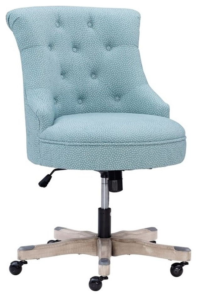 Pemberly Row Contemporary Wood Upholstered Office Chair in Light Blue ...