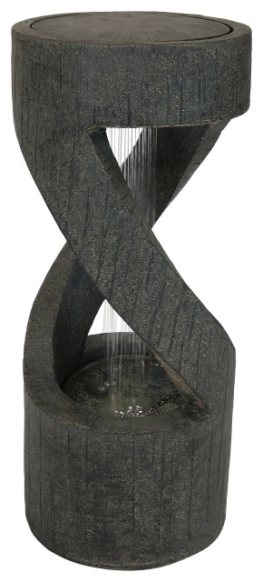 Sunnydaze Contemporary Double Helix Outdoor Water Fountain Feature With ...