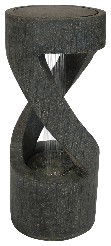 Sunnydaze Contemporary Double Helix Outdoor Water Fountain Feature With ...