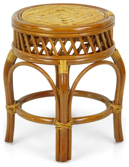 Ginger Handmade Rattan Wicker Stool - Tropical - Accent And Garden ...