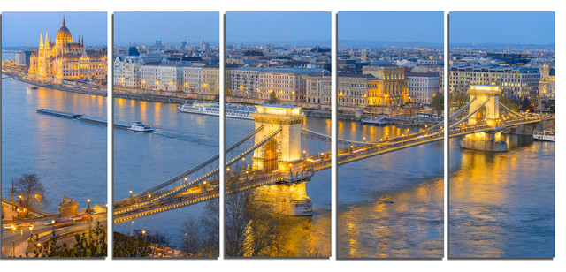 "Chain Building and Parliament in Budapest" Wall Artwork, 60"x28" 5 ...