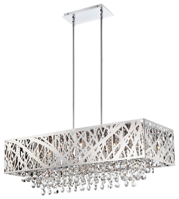 Contemporary Chrome Rectangle Chandeliers