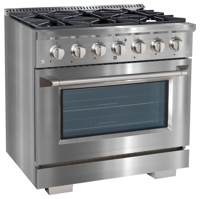 Ancona 36" 5.2 cu. ft. Dual Fuel Range, Stainless Steel - Contemporary ...