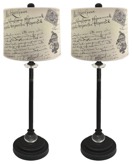 28" Crystal Lamp With Vintage Letter Calligraphy Design Lamp Shade ...