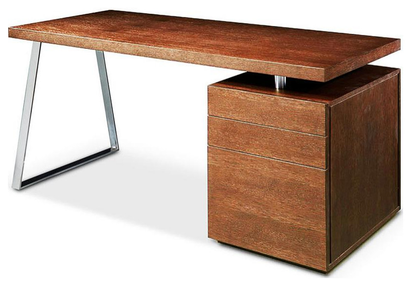 Tesla-2 Desk Walnut - Contemporary - Desks And Hutches - by BisonOffice ...
