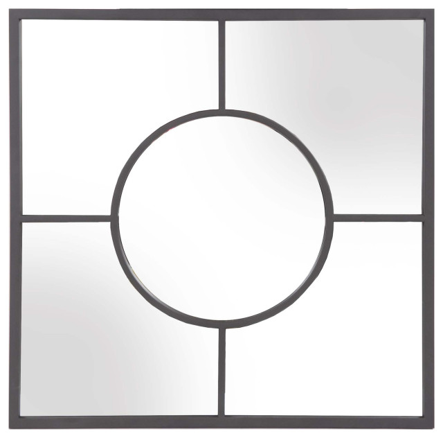 Graphite Geometric Design Square Metal Wall Mirror - Transitional ...
