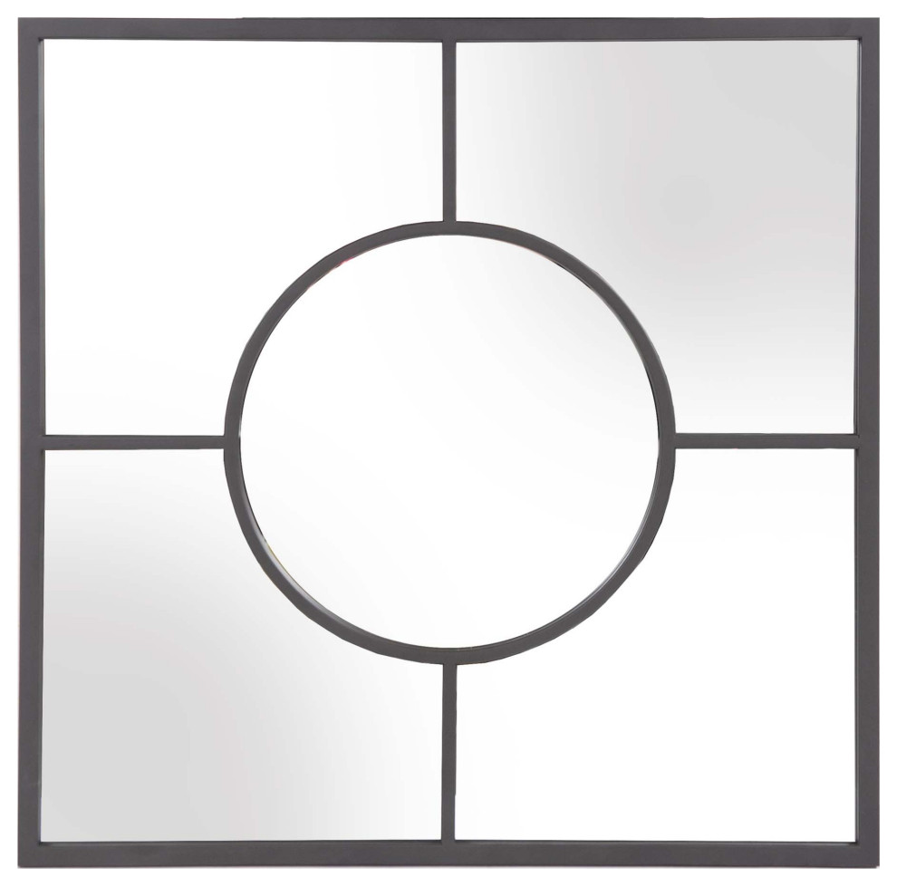 Graphite Geometric Design Square Metal Wall Mirror - Transitional ...