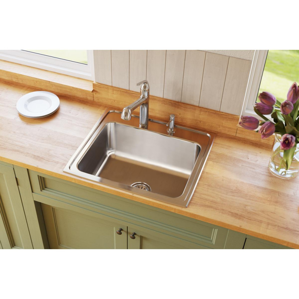 DLR252210 Lustertone Classic Stainless Steel 25" x 22" Drop-in Sink ...