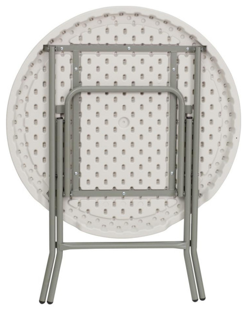 32" Round Granite White Plastic Folding Table, 30.25", 30.25 ...