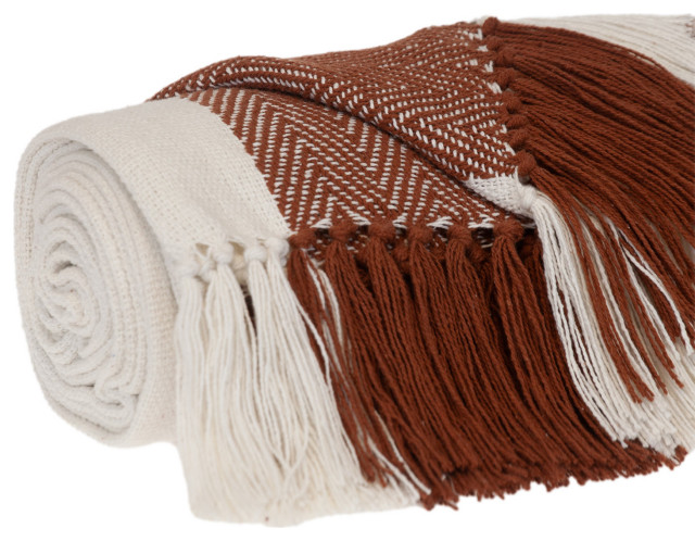 Parkland Collection Transitional Stripe Rust Rectangle 60" x 50" Throw ...