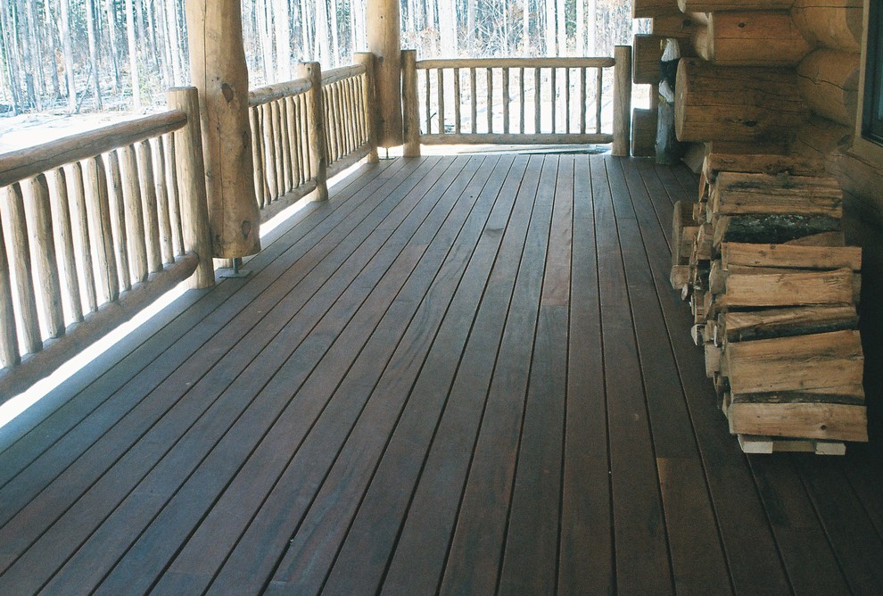 Rustic Log Railing on Ipe Deck - Rustic - Deck - Tampa - by ...