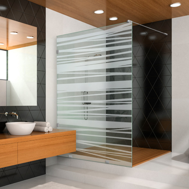 Frosted Design Frameless Glass Fixed Shower Panel, 31-1/2" X 75 ...