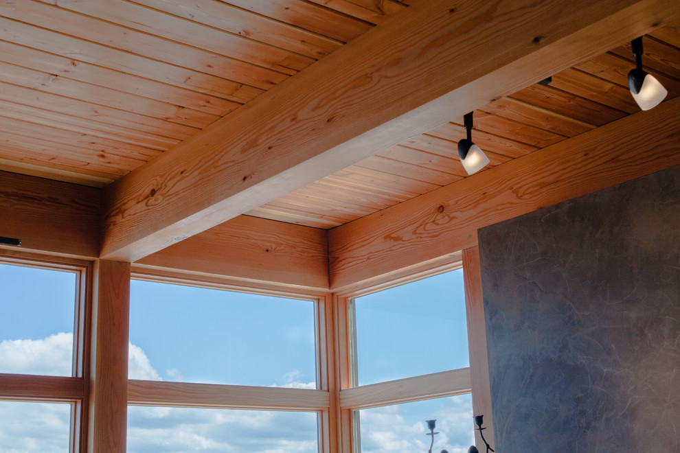 Detail on timber frame rafters. - Contemporary - Seattle - by FabCab ...