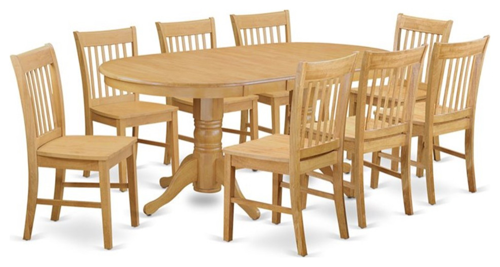 Atlin Designs Modern 9-piece Wood Dinette Set in Oak - Transitional ...