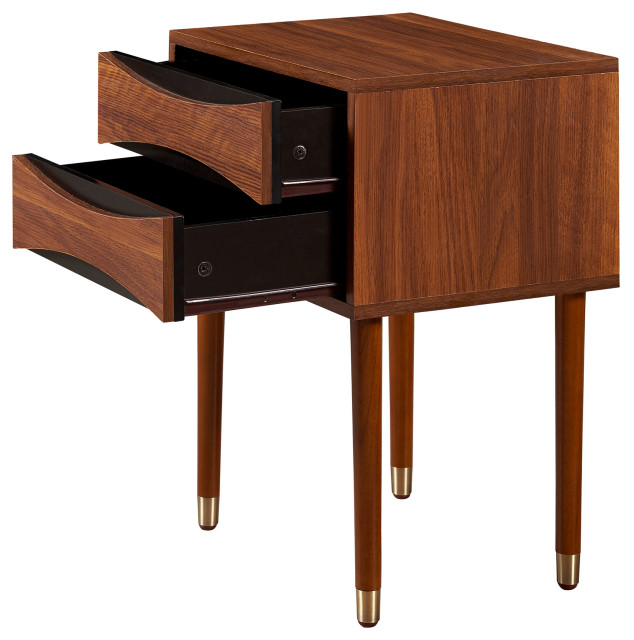 Versanora Wooden Side Table w/ Storage, Walnut - Midcentury - Side ...