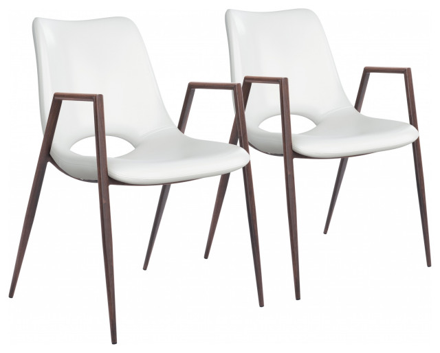 Set of Two White Retro Modern Funk Dining Chairs - Midcentury - Dining ...