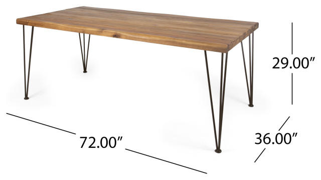 Eleanor Indoor 72" Rectangular Acacia Wood Dining Table - Industrial - Dining Tables - by ...