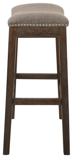 New Ridge Home Goods 30" Saddle Style Wood Bar Height Stool in Cobble ...