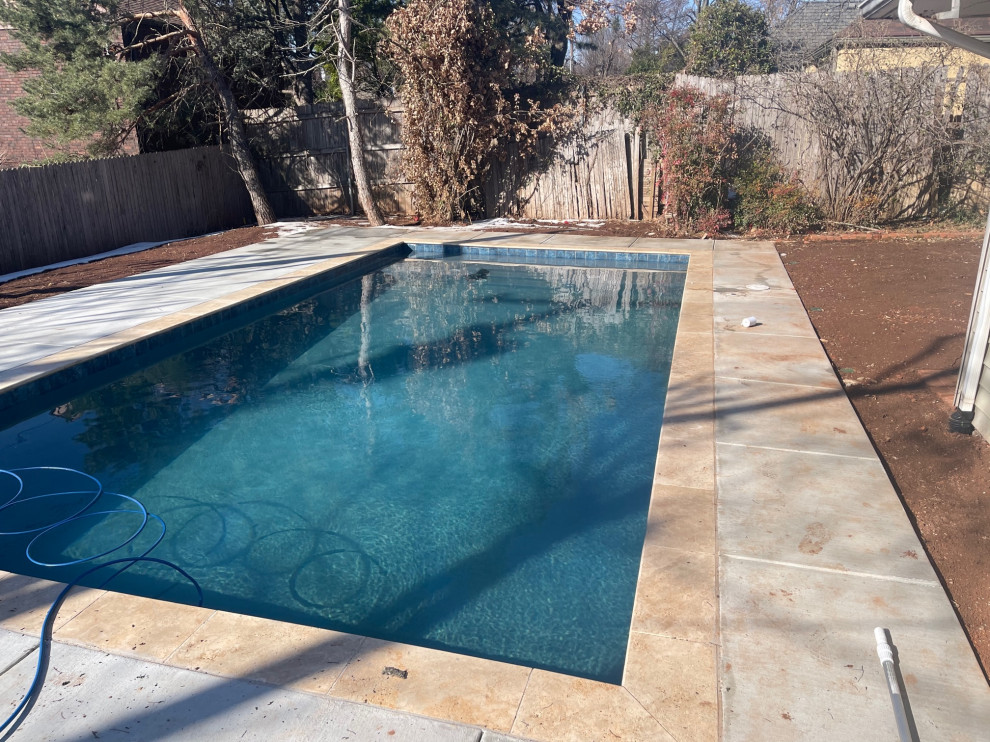 Small Concrete Pool with Travertine Coping - Traditional - Pool ...