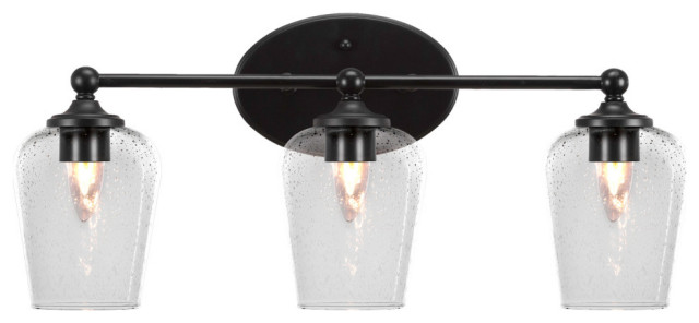 Capri 3-Light Bath Bar, Matte Black/Clear Bubble - Transitional ...