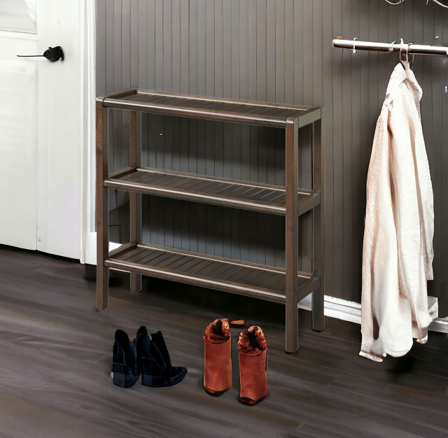 29" Espresso Brown Shoe Rack Shelving Unit - Transitional - Shoe ...
