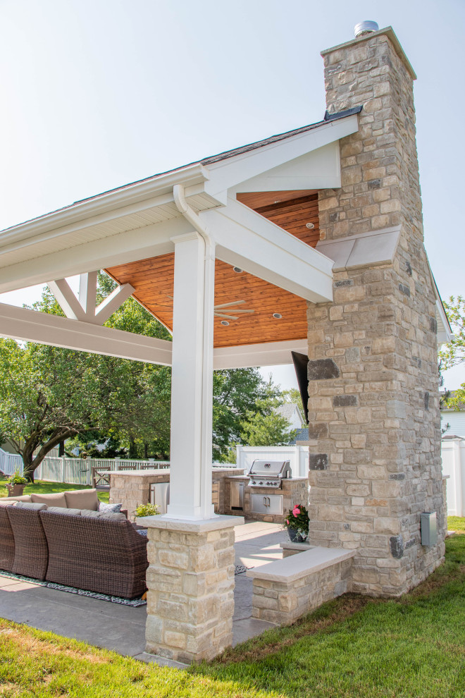 Open Gable Pool House with Fireplace and Grilling Area - Patio - St ...