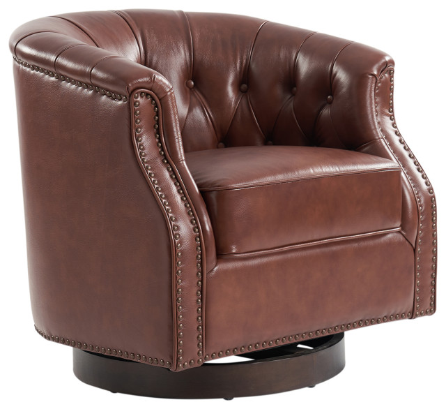 Traditional Chesterfield Rocker and Swivel Genuine Leather Chair ...