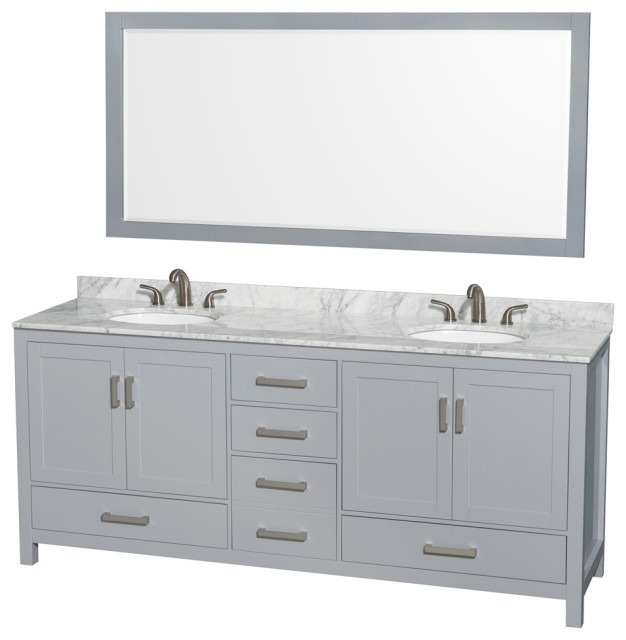 Wyndham WCS141480DGYCMUNOM70 80 inch Vanity in Gray with Carrera Marble ...