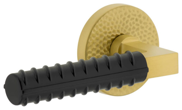 Circolo Hammered Rosette Satin Brass With Satin Black Contempo Rebar ...