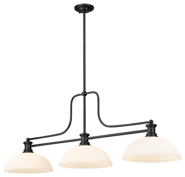 Melange 3 Light Billiard Lighting, Matte Black - Farmhouse - Pool Table ...
