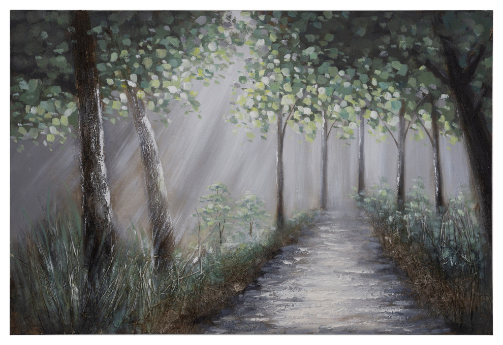 'Lighted Path I', 47"x32" Wall Art on Canvas, Hand Painted With 3D ...