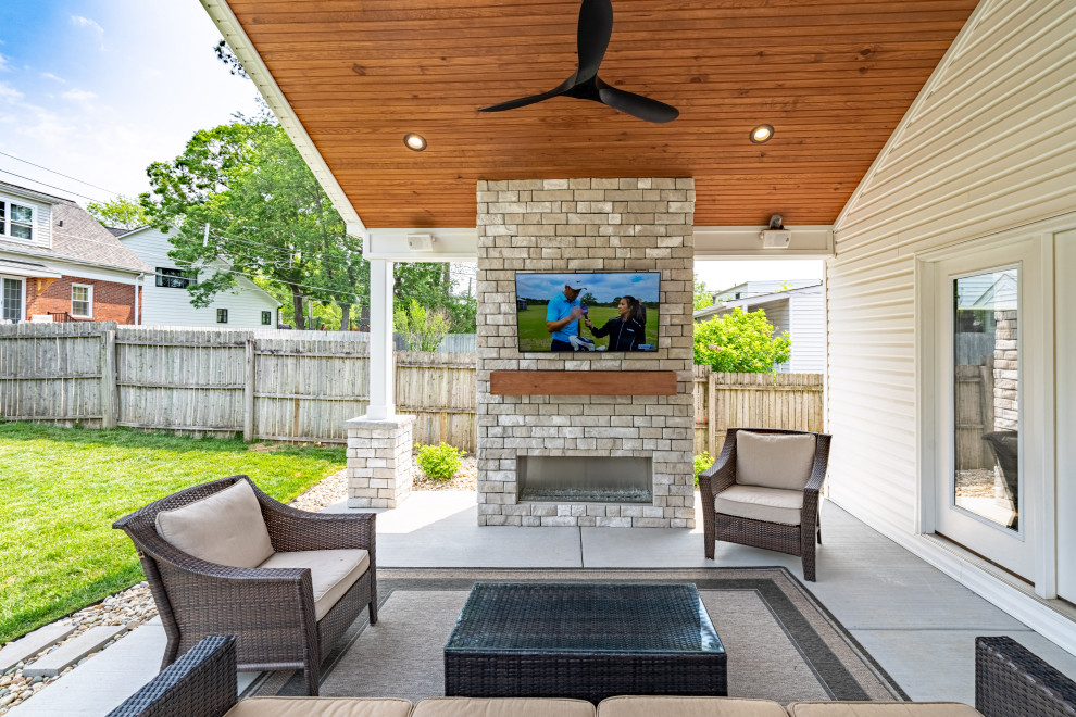 Outdoor Living: Overhang + Fireplace - Modern - Patio - St Louis - by ...