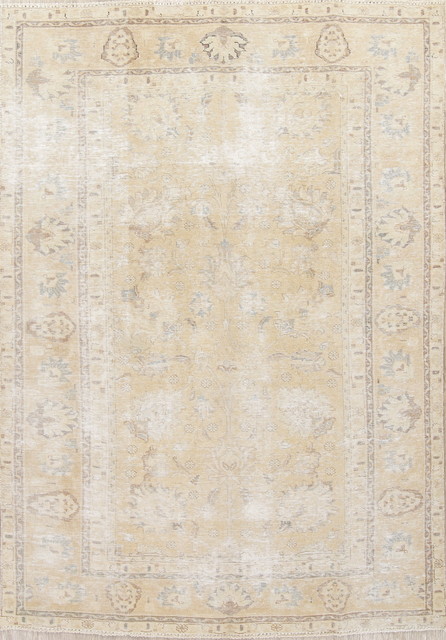 Consigned, Antique Tabriz Hand Made Persian Oriental Faded Rug, Beige ...