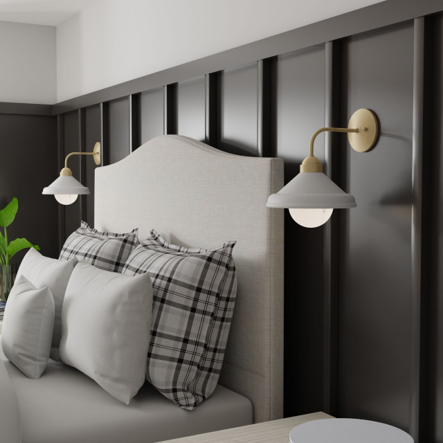 Brooks Matte White 10" Wall Sconce Barn Light with Bulb - Farmhouse ...