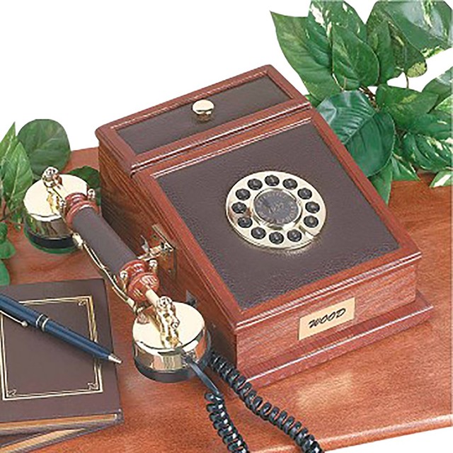 Wood Telephone Oak Phone 10"H x 7.5"W x 4 3/8"D | - Traditional ...
