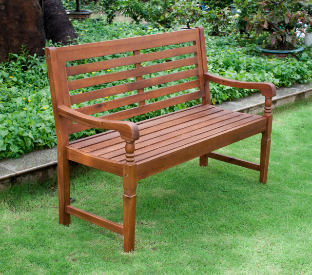 Nantucket Garden Bench, Natural - Traditional - Outdoor Benches - by ...